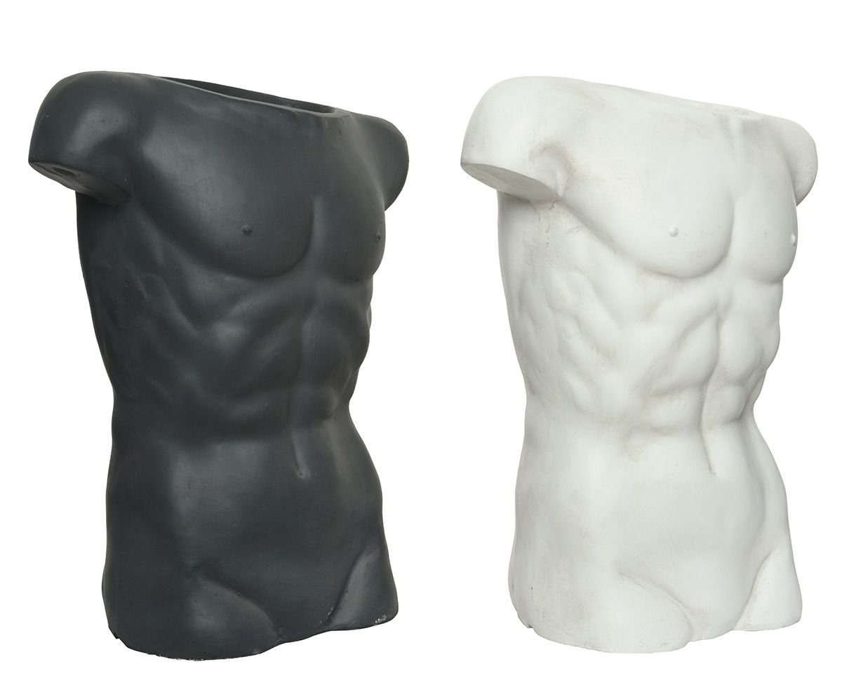 Gilde Dekoobjekt 2er Set Fiberglas Pflanzgefäß Torso Männerkörper