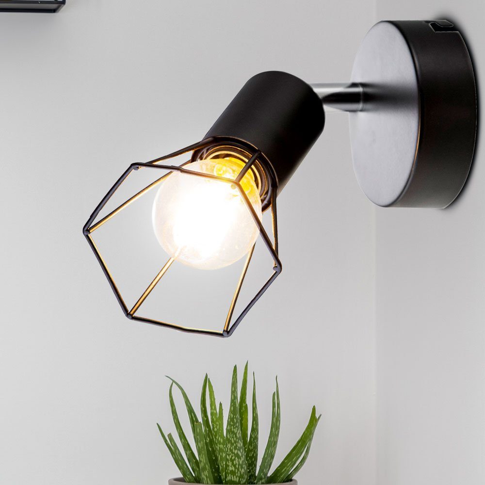 Nino Leuchten Wandleuchte Retro Wand Strahler Schwarz Wohn Ess Zimmer