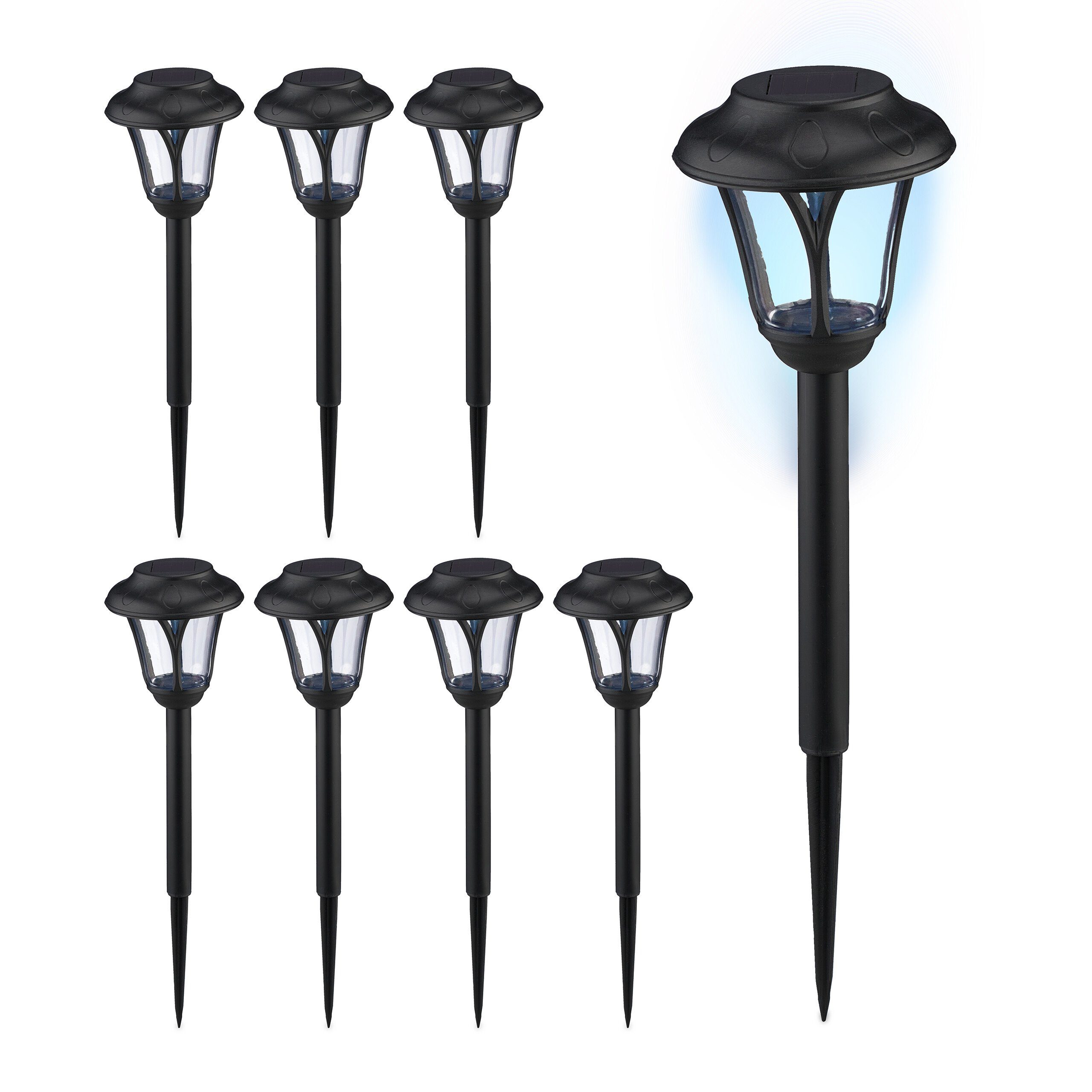 relaxdays LED Solarleuchte Solarlampen im Set, 8er Pack, für Garten ...