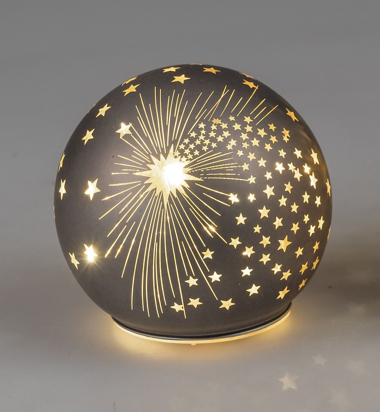 formano LED Dekolicht Kugel Spirit grau gold mit Sternen 10cm 12cm 15 ...
