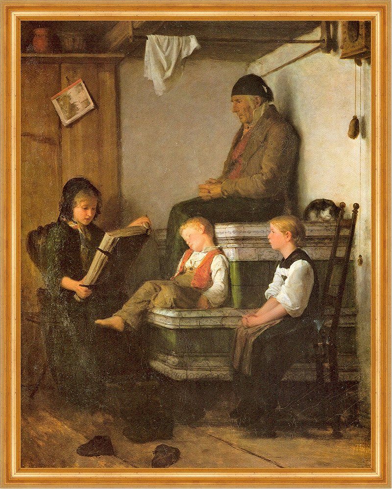 Kunstdruck Sonntagnachmittag Albert Anker 1861 Schweizer Maler Kinder LW H A2 059, (1 St)