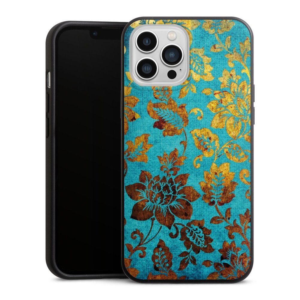 Deindesign Handyhülle Vintage Ornamente Blumen Blue Vintage Apple