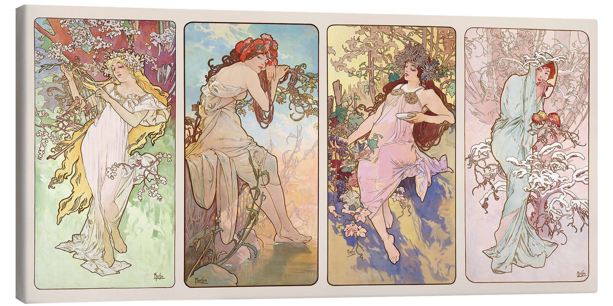 Posterlounge Leinwandbild Alfons Mucha Die Vier Jahreszeiten Iii Malerei