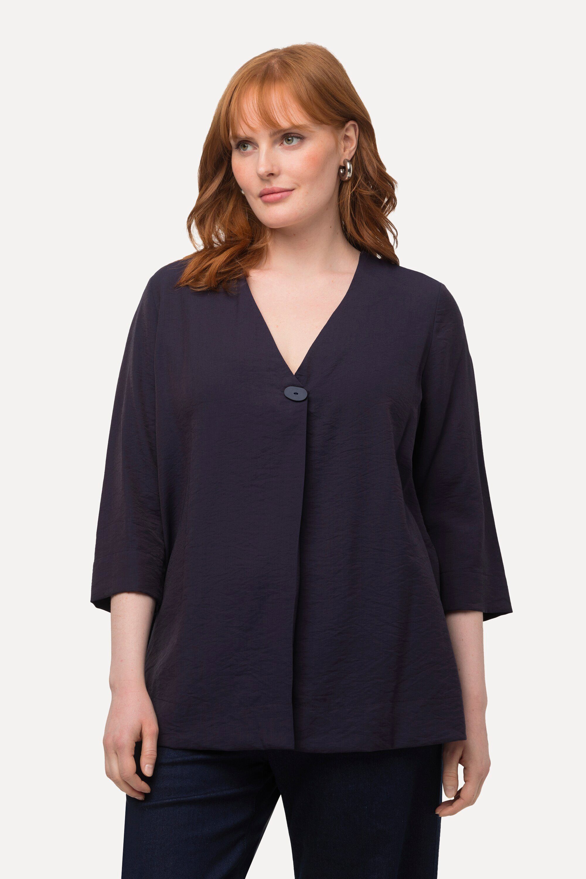 Ulla Popken Druckbluse Bluse Struktur Oversized V Ausschnitt 34 Arm