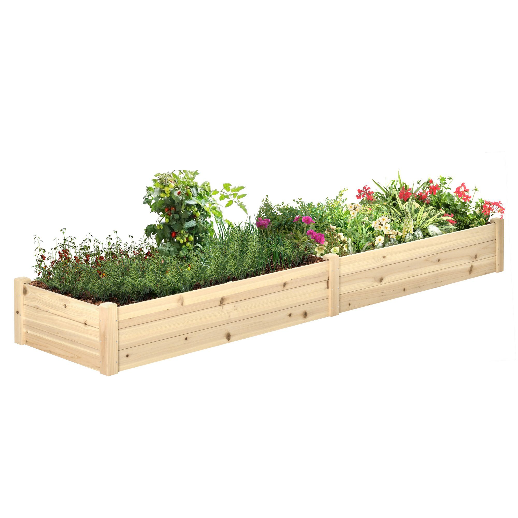 Outsunny Hochbeet 2 Pflanzbereiche Innenverkleidung Aus Vlies