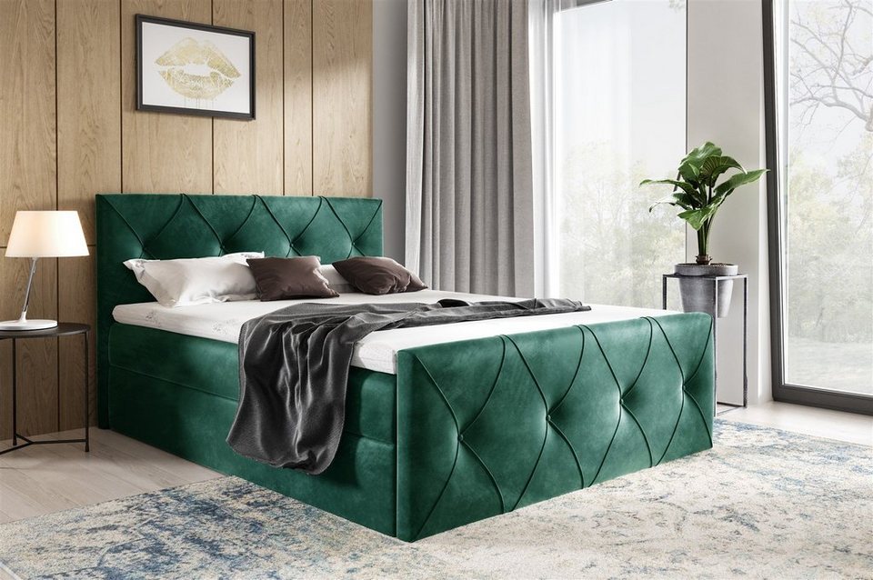 Fun Möbel Boxspringbett Boxspringbett Schlafzimmerbett Lewis Lux In Stoff Fresh Inkl