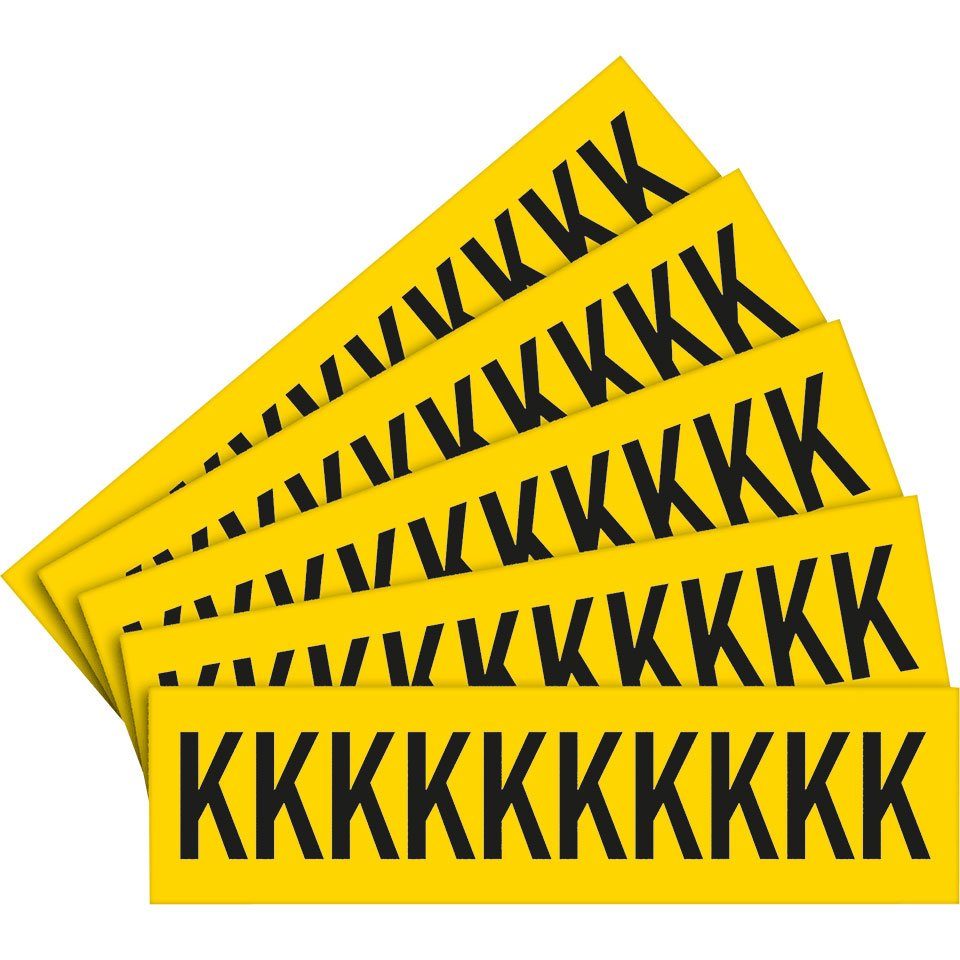 König Werbeanlagen Hinweisschild selbstkl.e Buchstaben K,gelb/schw,Folie,Schrifthöhe 60mm,5Bo/VE ...