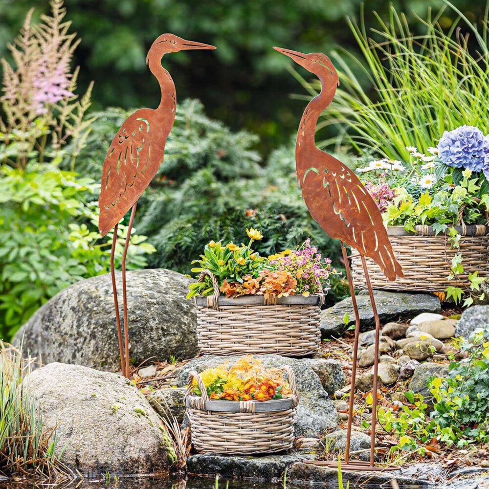 Home Trends24de Gartenfigur Metallfigur Dekofigur Vogel Storch Rost