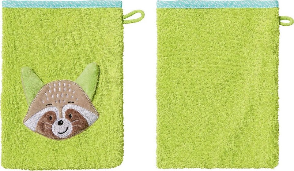 Erwin Müller Waschhandschuh Kinder Waschhandschuh Waschbär 2er Pack
