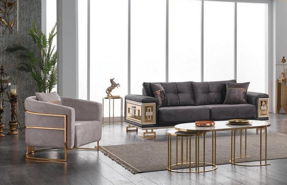 Jvmoebel Wohnzimmer Set Edle Wohnzimmer Couchgarnitur Dreisitzer Sessel