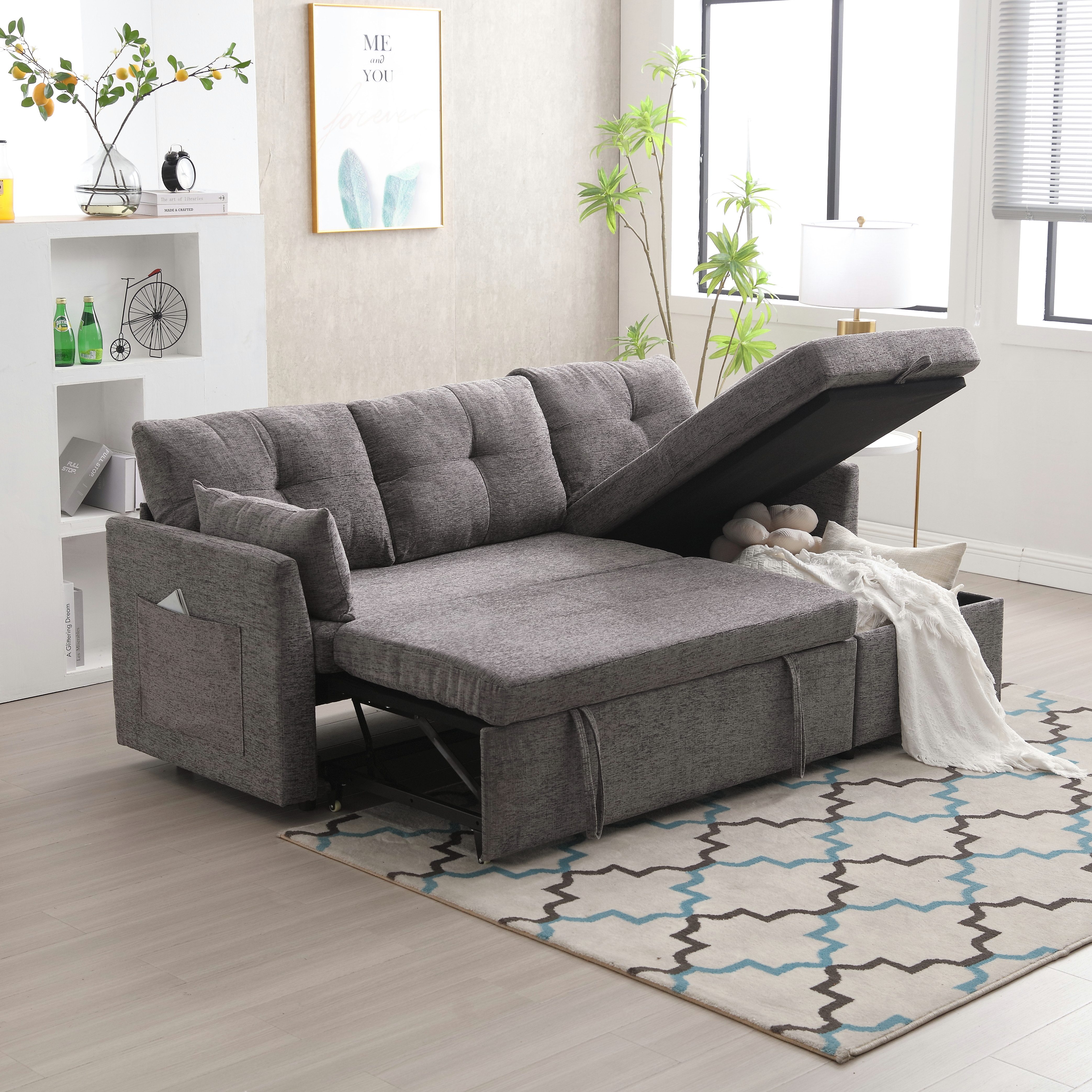 Merax Ecksofa Frei Kombination Wohnlandschaft Schlafsofa Mit