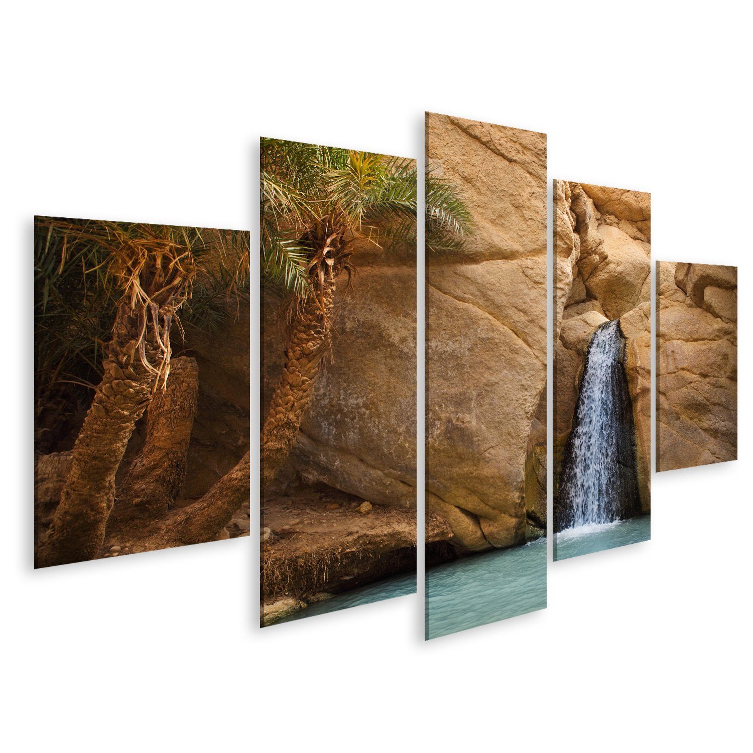 islandburner Leinwandbild Bild auf Leinwand Blick Berg Oase Chebika Sahara Wüste Tunesien Afrika