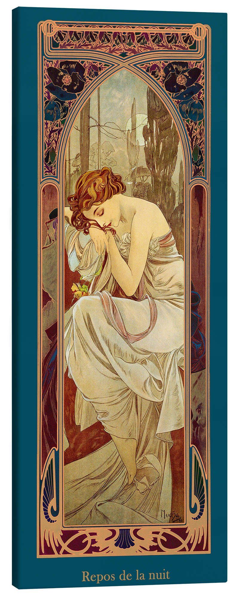 Posterlounge Leinwandbild Alfons Mucha Die Vier Tageszeiten