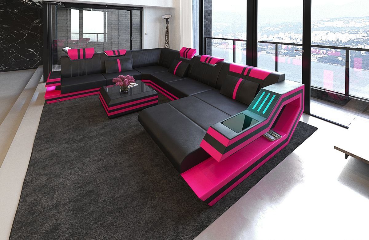 Sofa Dreams Wohnlandschaft Sofa Leder Ledercouch Ravenna XXL U Form ...