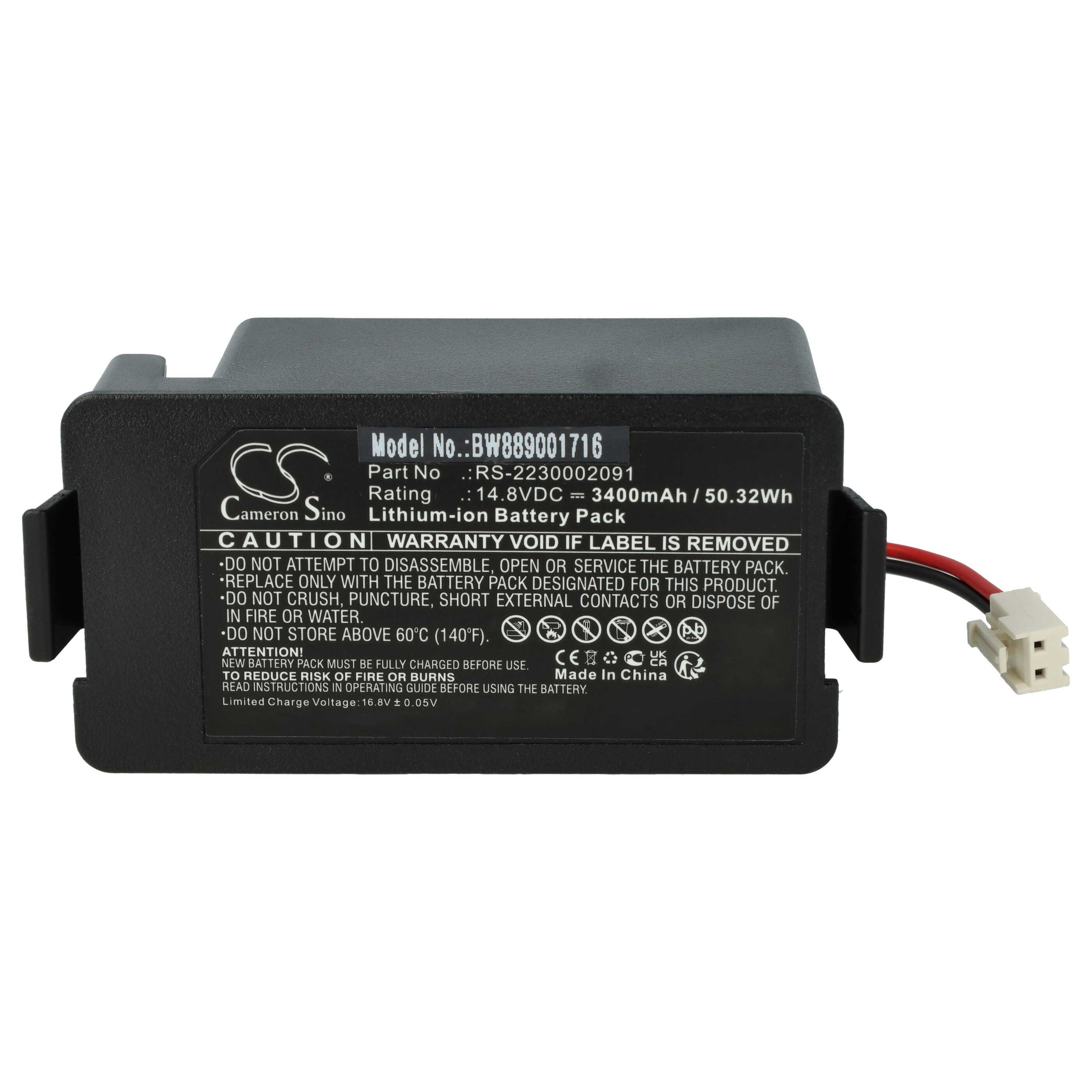 vhbw Ersatz für Tefal RS-2230002091 für Saugroboter (3400 mAh, 14,8 V, Staubsauger-Akku Li-Ion ...