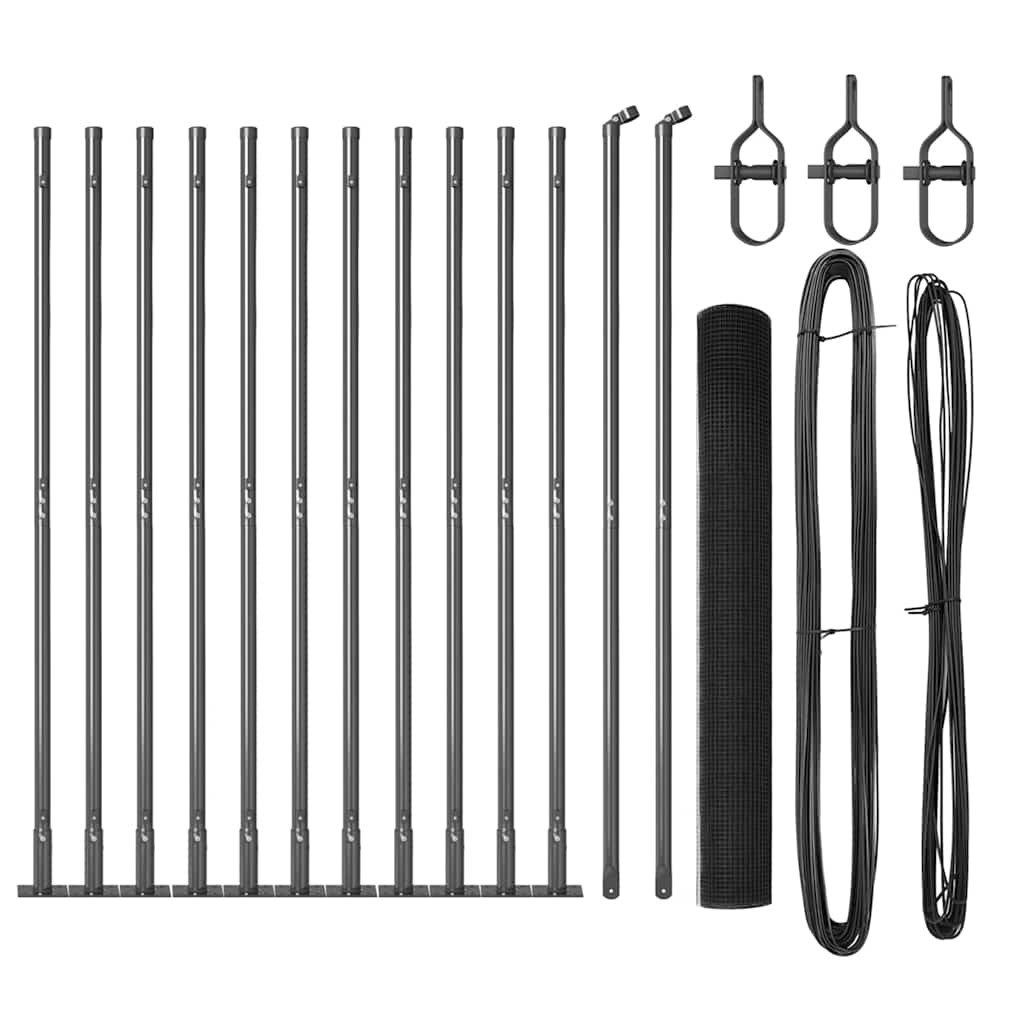 vidaXL Gartenzaun Geschweißter Drahtzaun mit Betonfundament 25 x 1,2 m ...