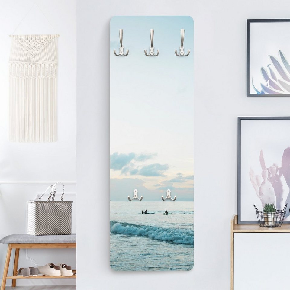 Bilderdepot24 Garderobenpaneel Blau Natur Sport Strand Meer Surfer In