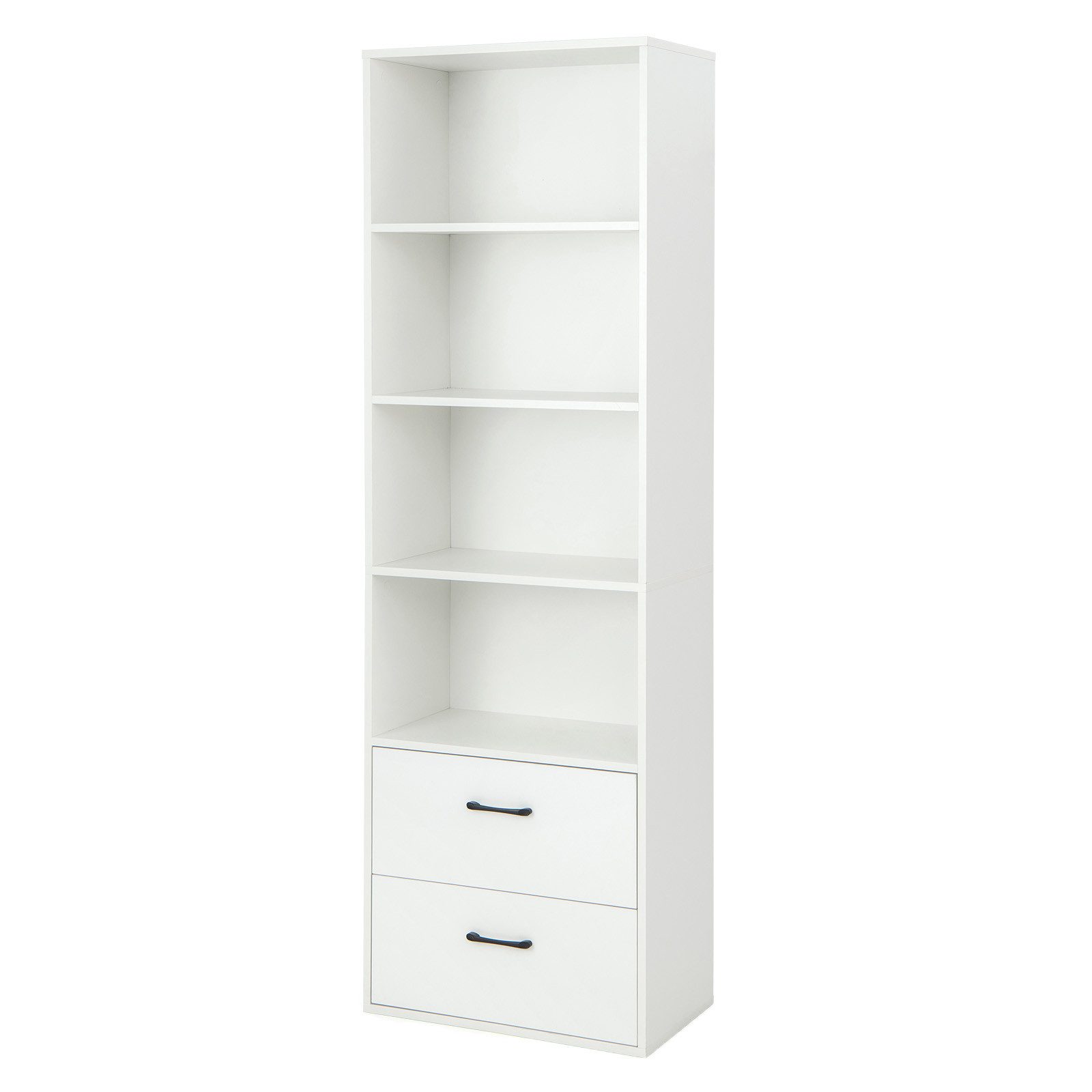 Costway Bücherregal Mit 4 Offenen Fächern And 2 Schubladen 188x60x34cm