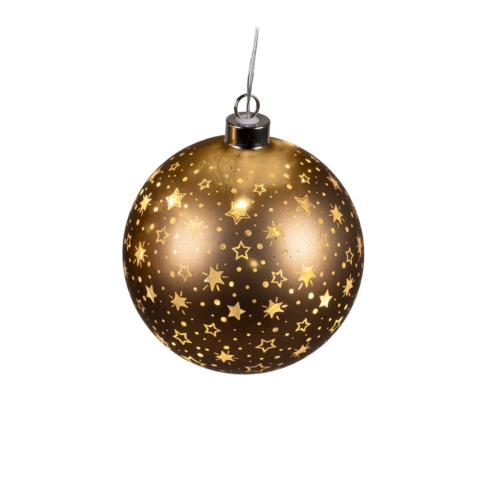 Formano Weihnachtsfigur Led Weihnachtskugel Braun Matt Mit Sternen 10