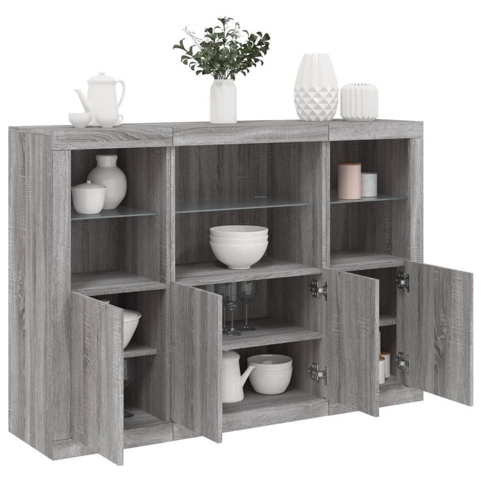 Vidaxl Sideboard Sideboards Mit Led Leuchten 3 Stk Grau Sonoma