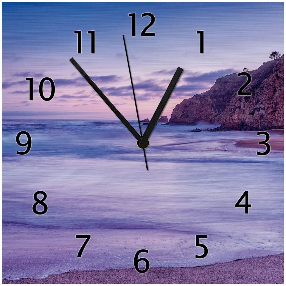 Wallario Wanduhr Kalifornischer Strand Am Abend Mit Felsenküste