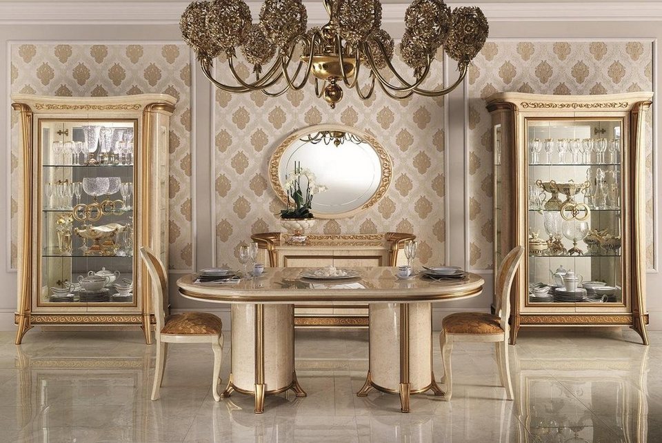 Jvmoebel Esszimmer Set Esstisch Tisch Möbel Kommode Vitrine Set 5tlg