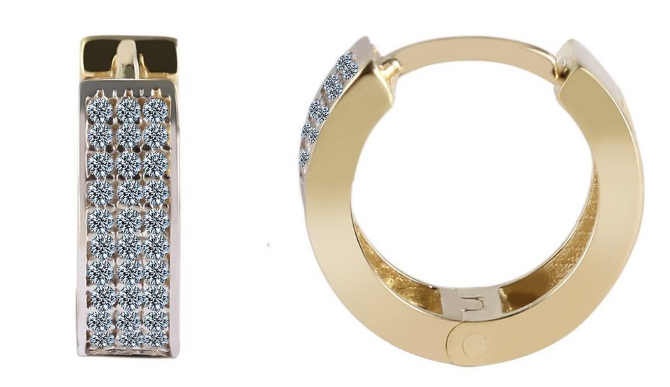 AKZENT Paar Creolen Leyla Klapp-Creolen aus 375/- Gelbgold 9 Karat mit ... AKZENT Paar Creolen Leyla Klapp-Creolen aus 375/- Gelbgold 9 Karat mit ...