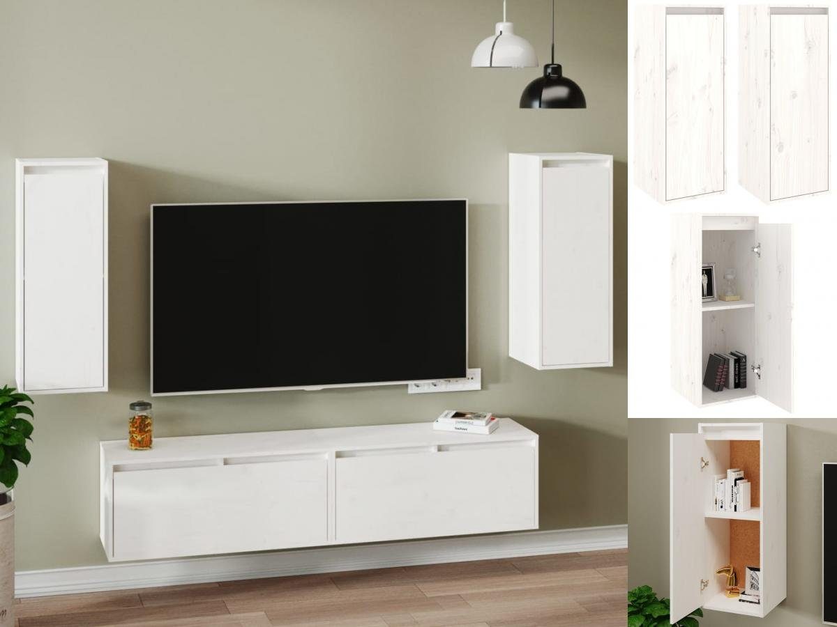 Vidaxl Regal Wandschränke 2 Stk Weiß 30x30x80 Cm Massivholz Kiefer