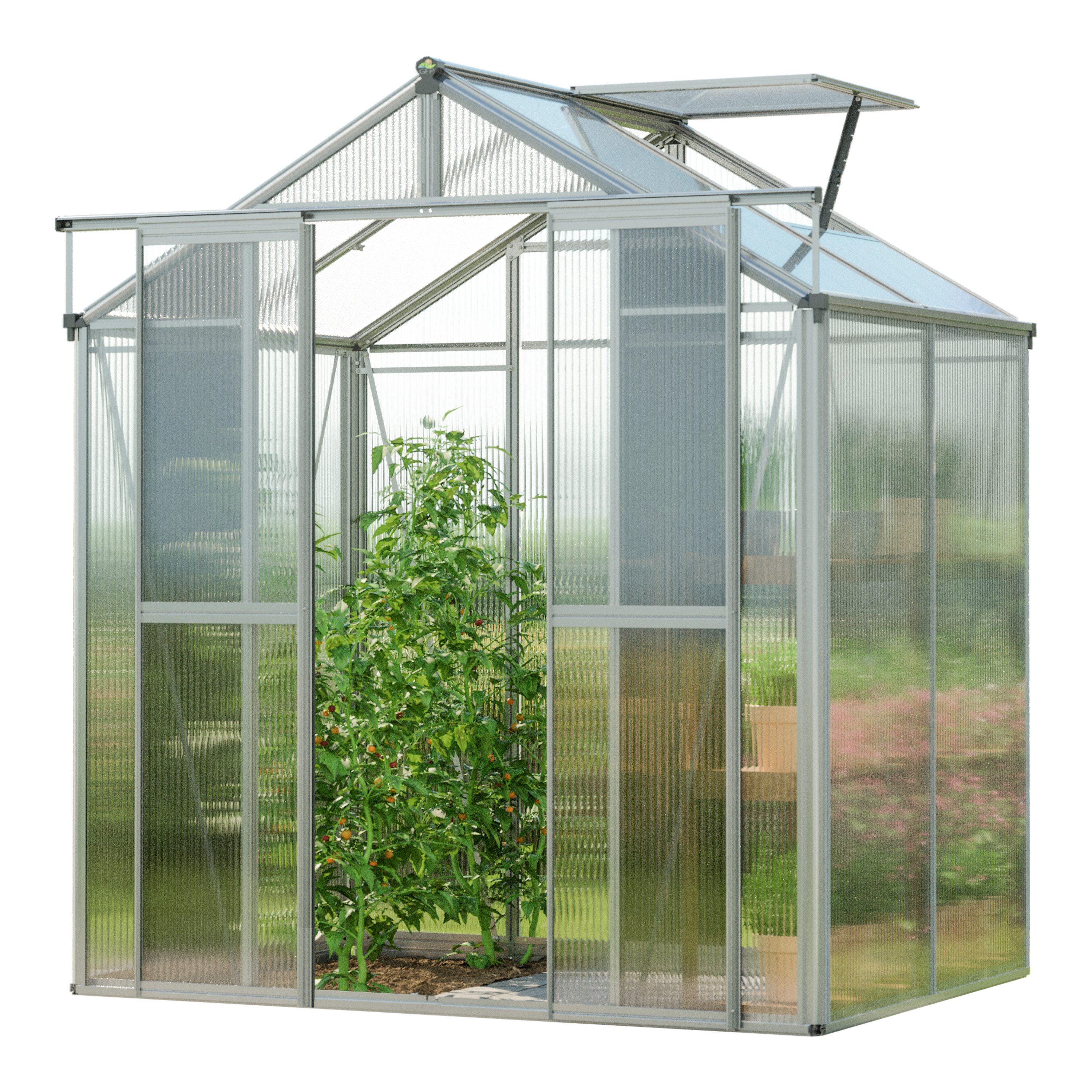 GFP Gewächshaus Picco 2 BxTxH 179 x 133 x 207 cm, 8 mm Wandstärke, Aluminium-Rahmen, Orangerie