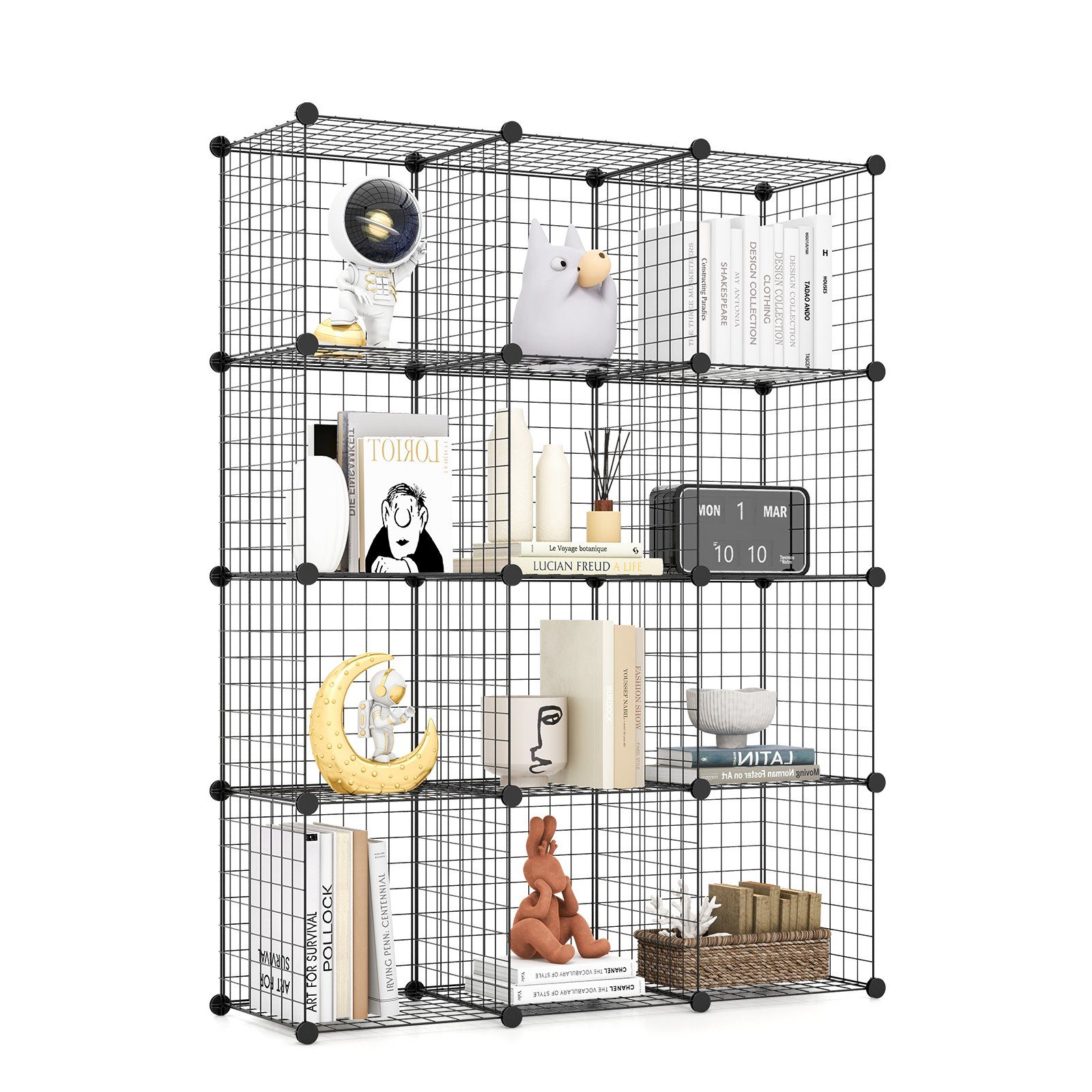 Costway Steckregal Mit 12 Würfelfächern Aus Drahtgitter Diy