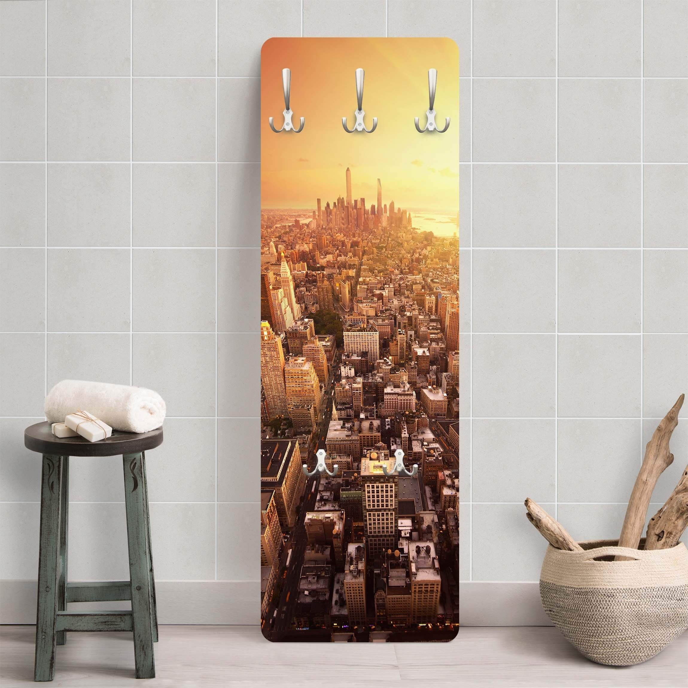 Bilderdepot24 Garderobenpaneel Orange Städte Skyline Goldene Stadt