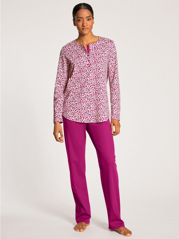 Calida Pyjama Midnight Dreams 2 Tlg Rundhalsshirt Mit Knopfleiste