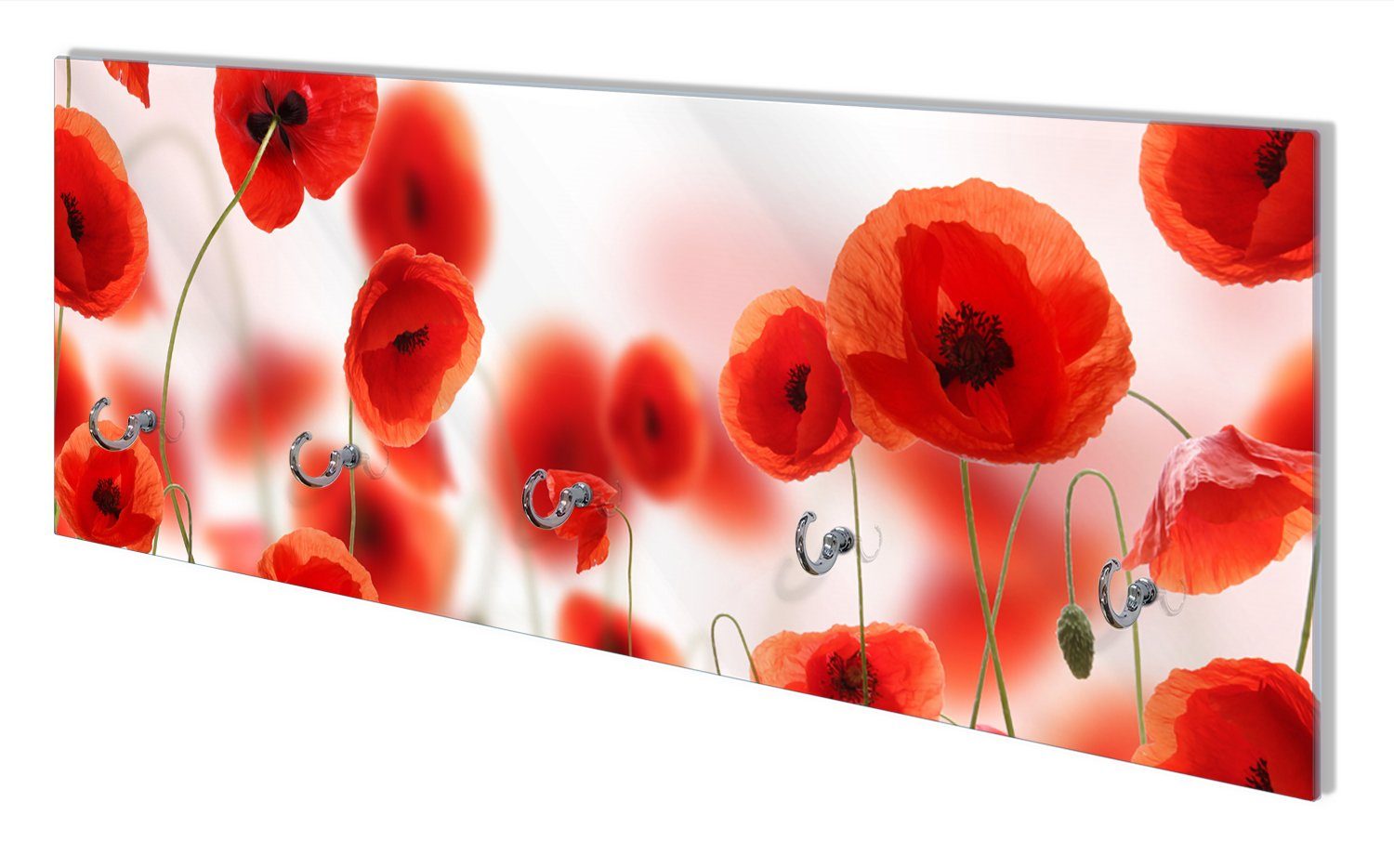 Wallario Wandgarderobe Leuchtende Mohnblumen Rote Mohnblumenblüten 1
