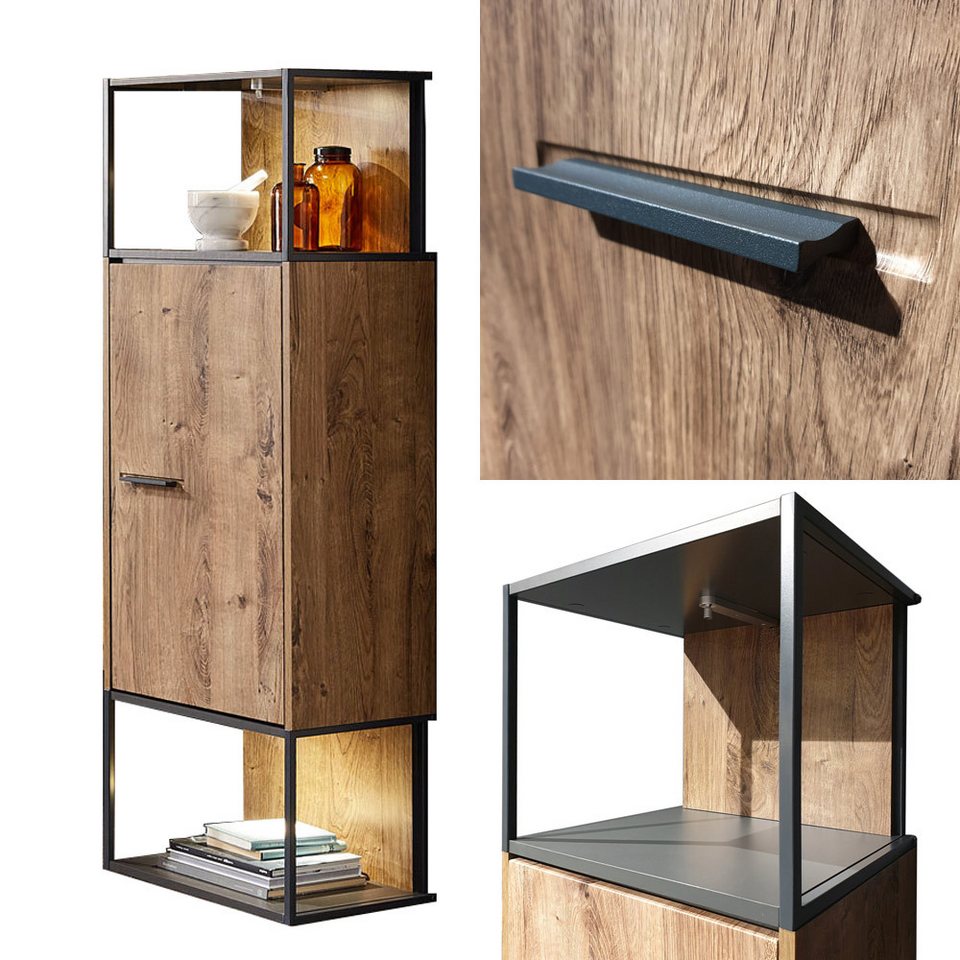 Lomadox Hängevitrine Minneapolis 55 Haveleiche Cognac Mit Anthrazit
