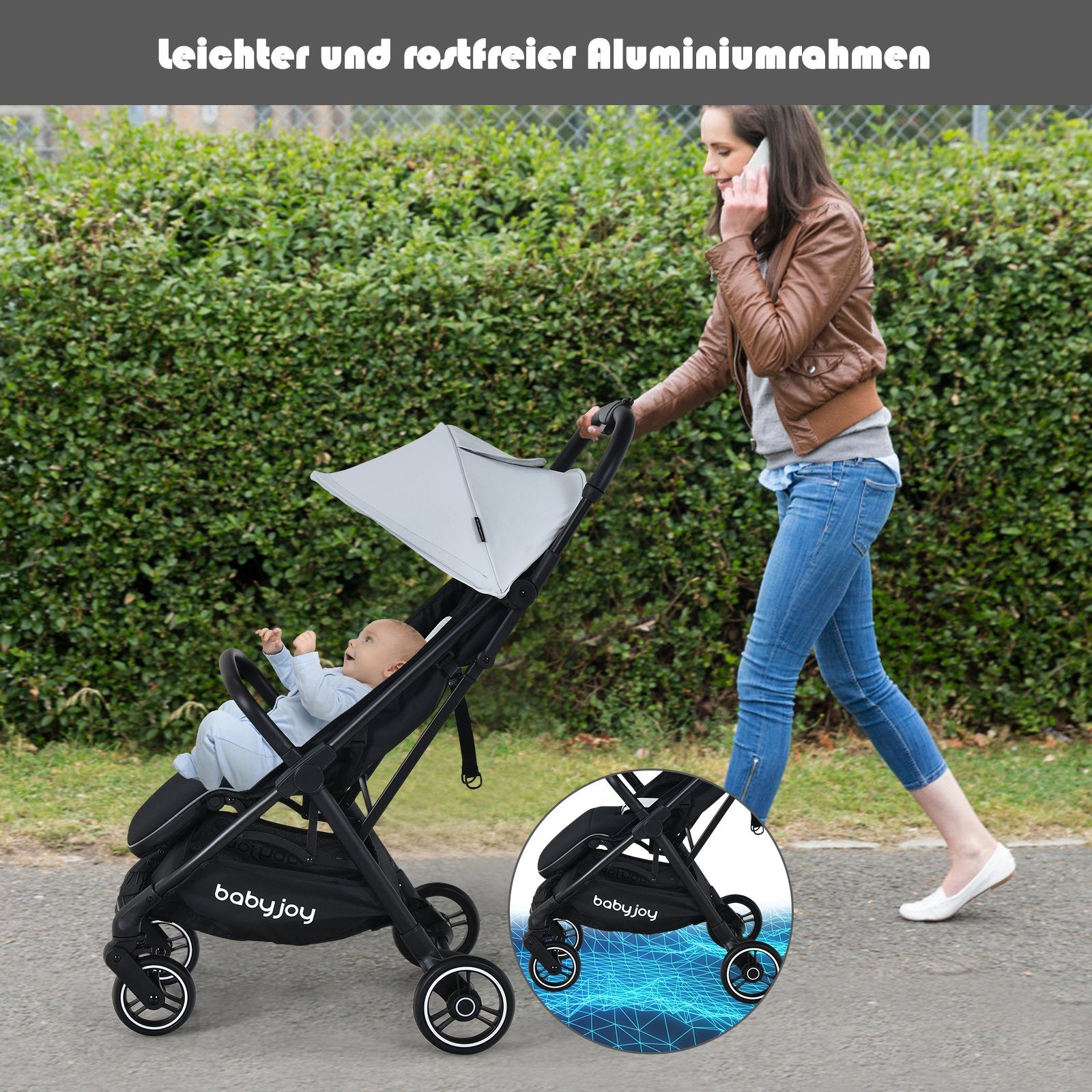 COSTWAY Kinder-Buggy Kinderbuggy, klappbar, mit verstellbare Rückenlehne