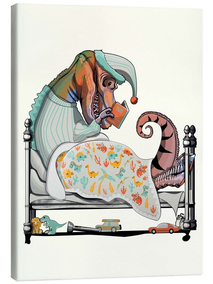 Posterlounge Leinwandbild Wyatt9 Tyrannosaurus Im Bett Badezimmer