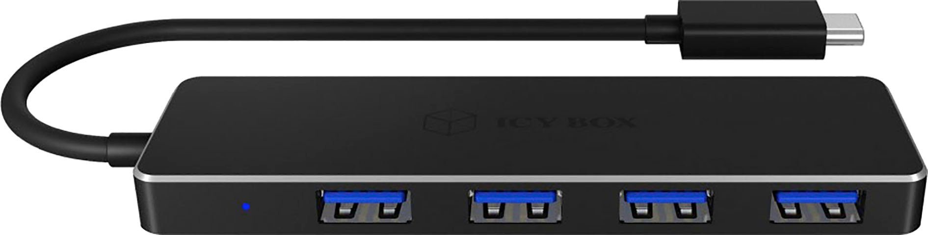 ICY BOX ICY BOX 4x USB 3.2 Type-A Hub, USB Type-C Stecker zu Host PC ...