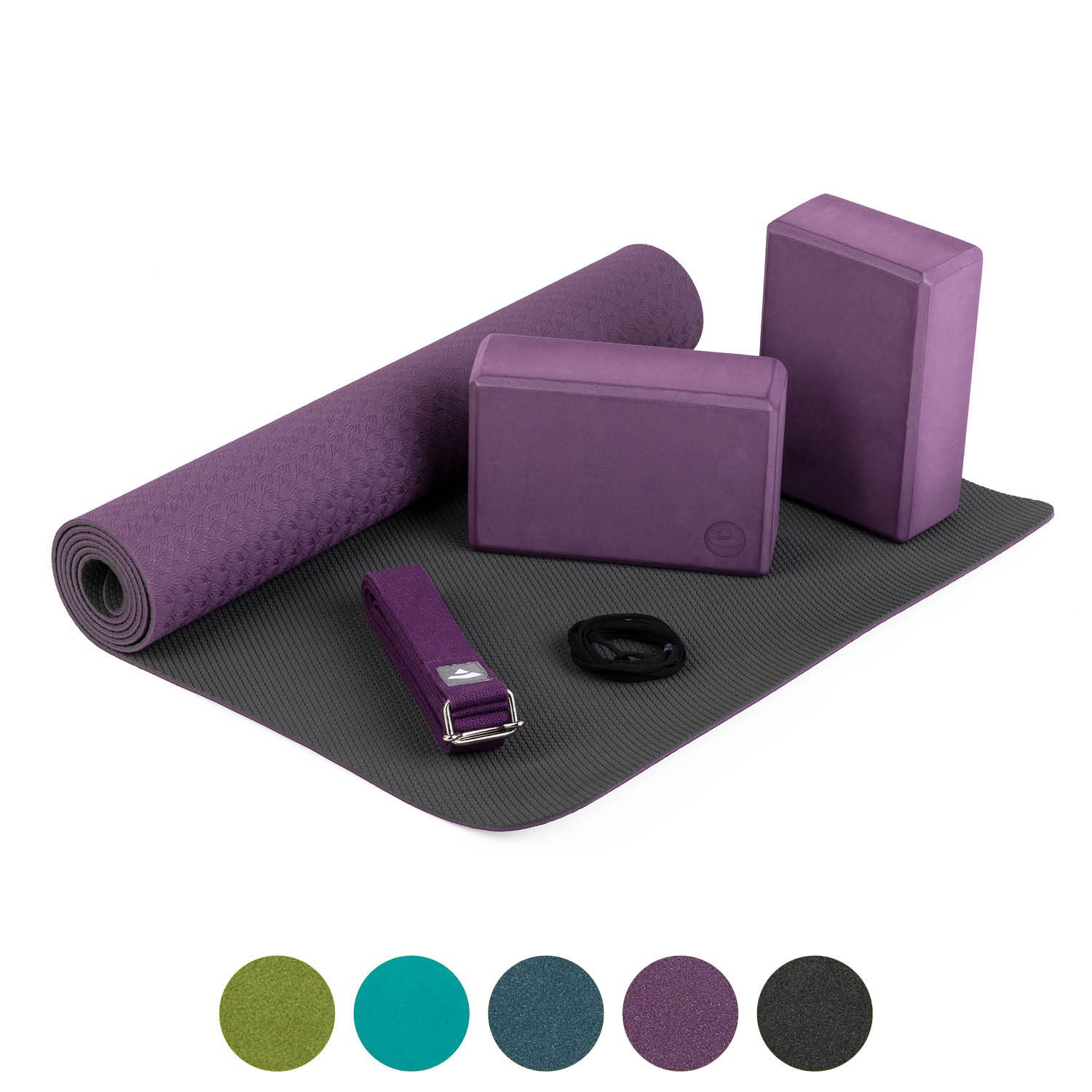 bodhi Yogamatte Yoga Set FLOW Yogamatte mit Block & Gurt olive/sand