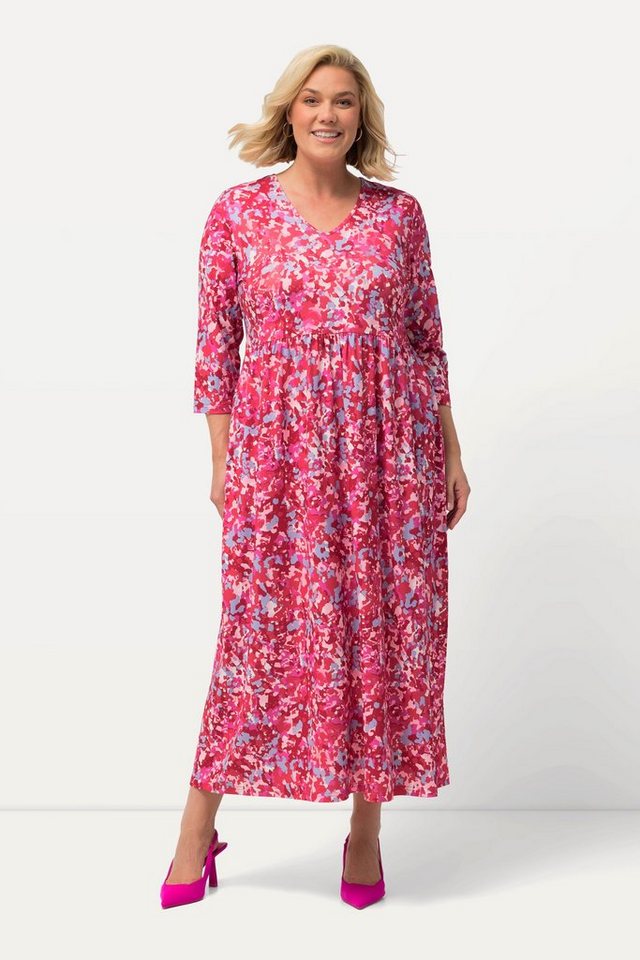 Ulla Popken Sommerkleid Jerseykleid A Linie V Ausschnitt 3 4 Arm