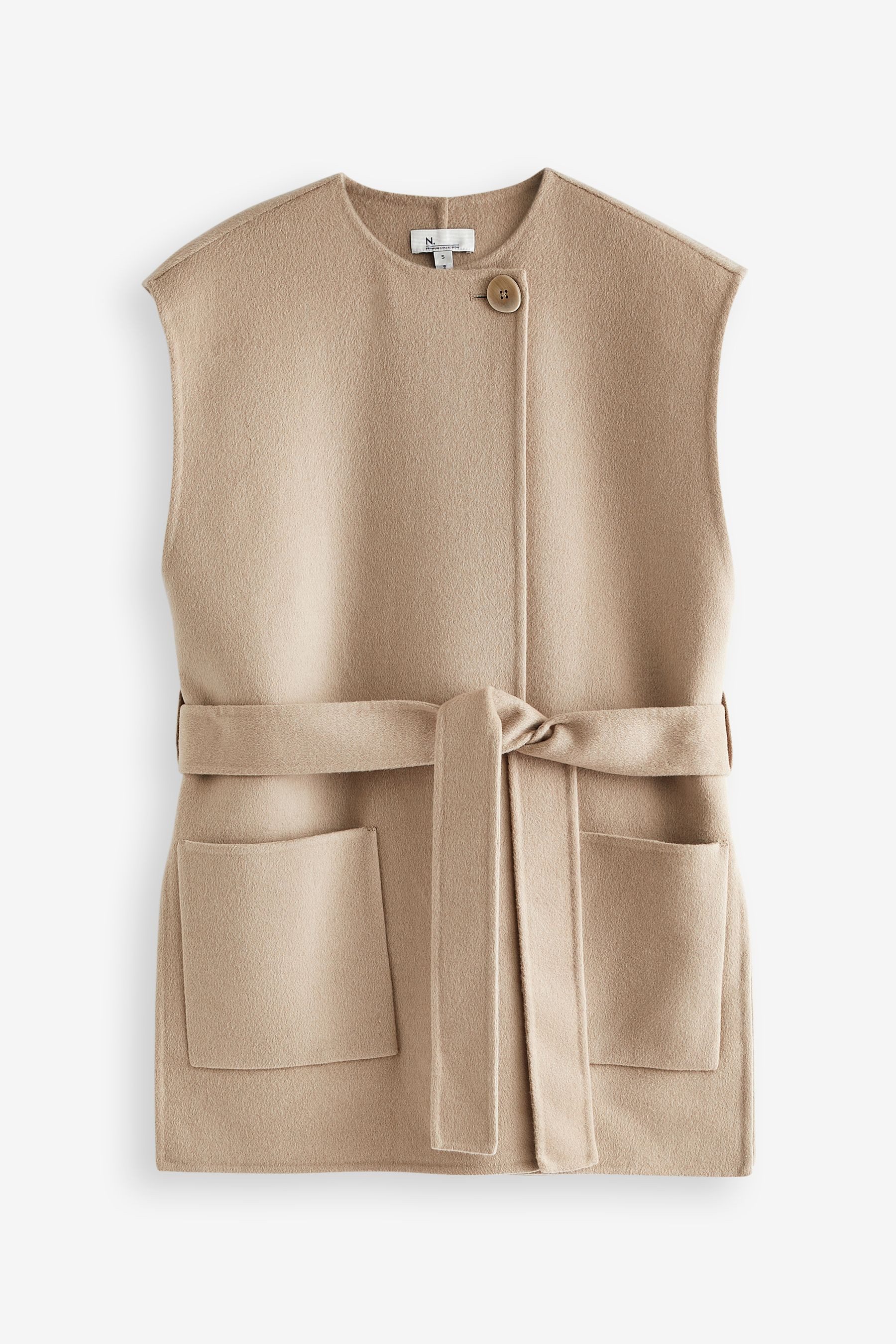 Next Longweste Handgenähte Gilet Aus Wollmischung Mit Gürtel 1 Tlg