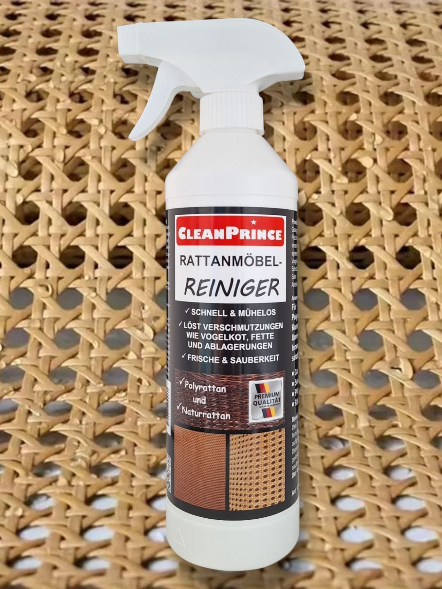 CleanPrince Rattanreiniger Rattan-Möbel-Reiniger, Korb Rattan Polyrattan Möbelreiniger (für ...