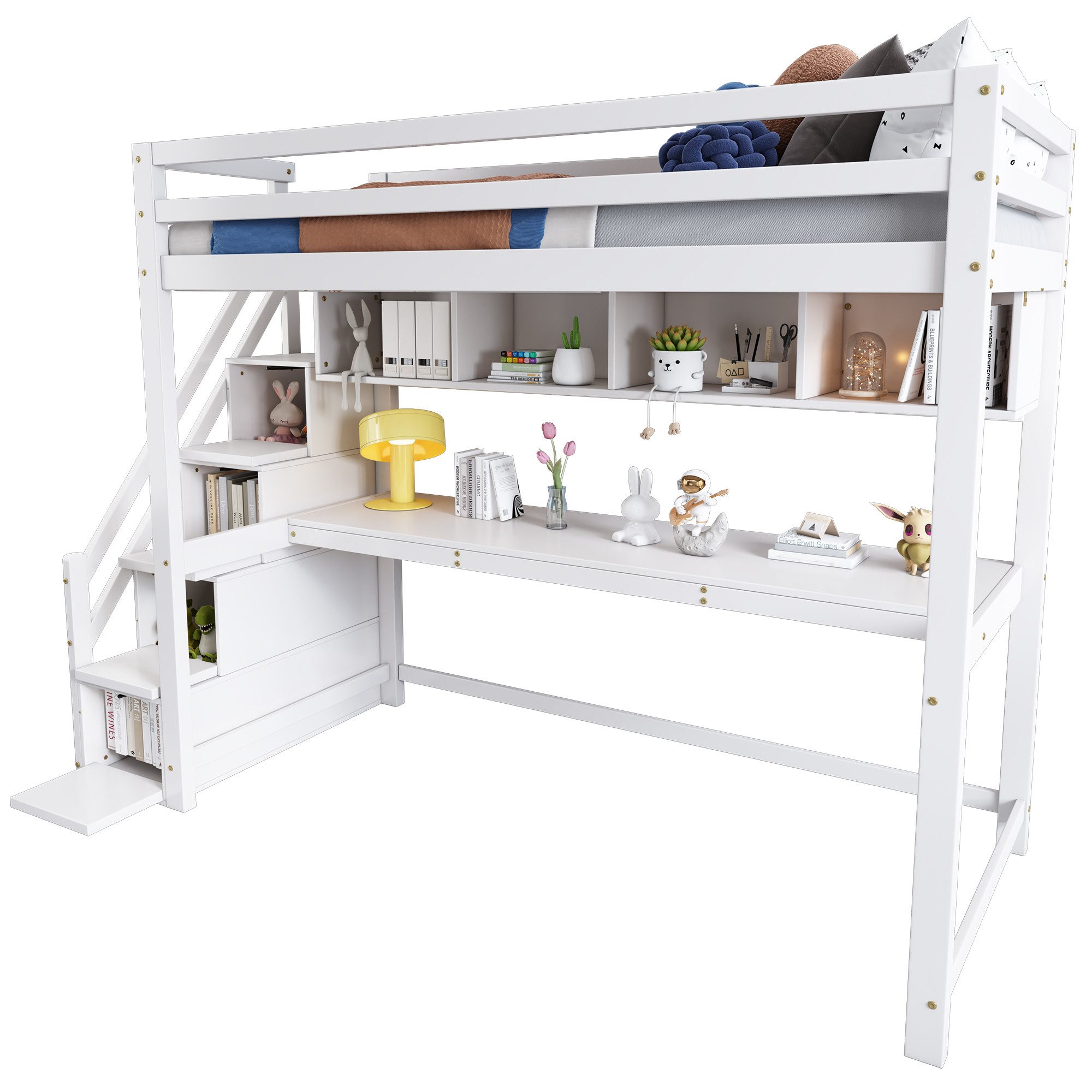 Tongtong Etagenbett Mit Stauraumtreppe Und Großen Schreibtisch Und