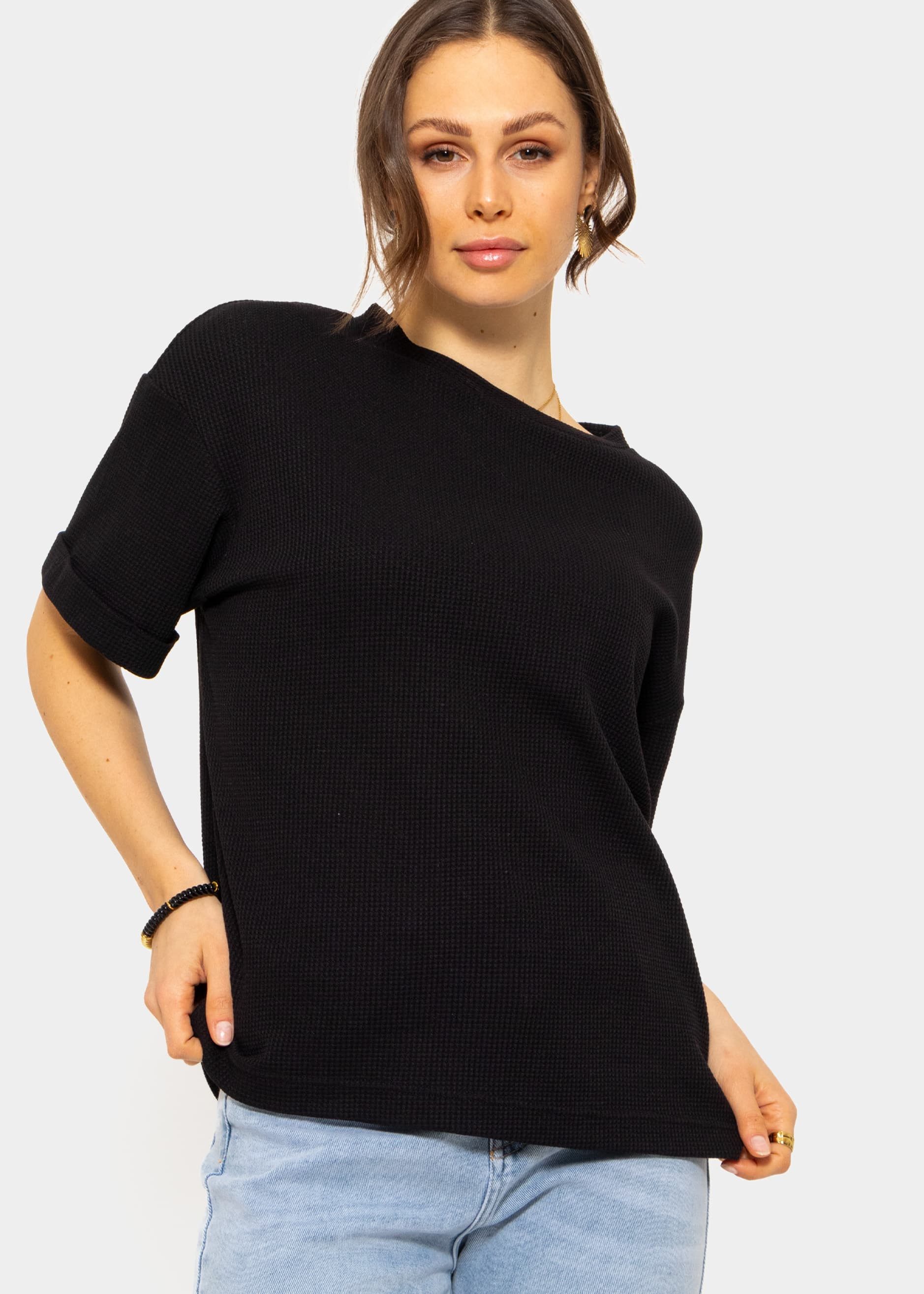Sassyclassy T Shirt Shirt In Waffelpiqué Oversize T Shirt Mit Struktur