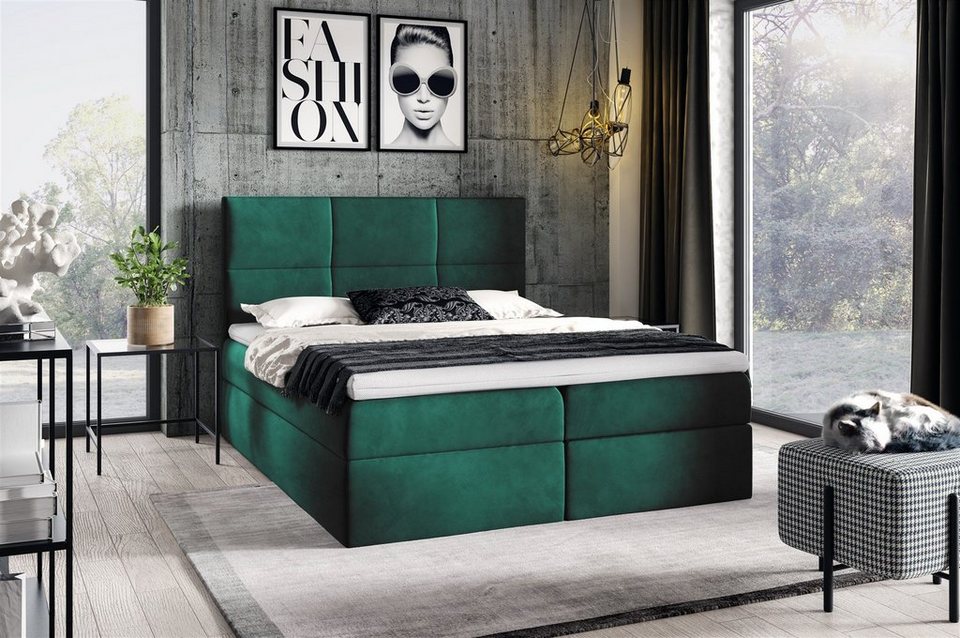 Fun Möbel Boxspringbett Boxspringbett Schlafzimmerbett Hudson In Stoff