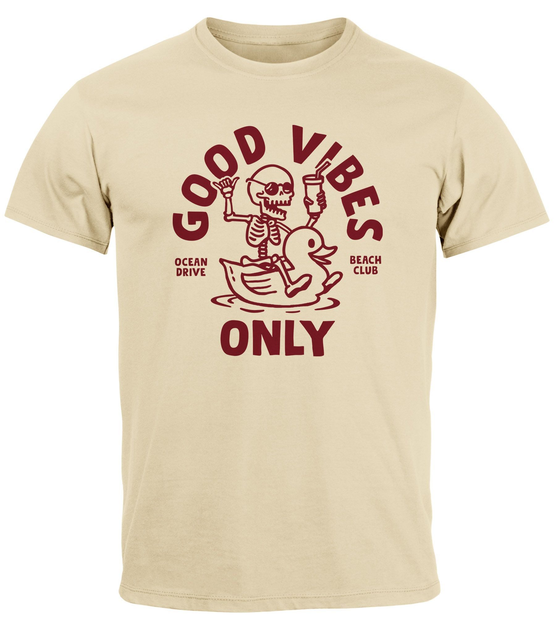 Neverless Print-Shirt Herren T-Shirt Printshirt Spruch Good Vibes Only ...