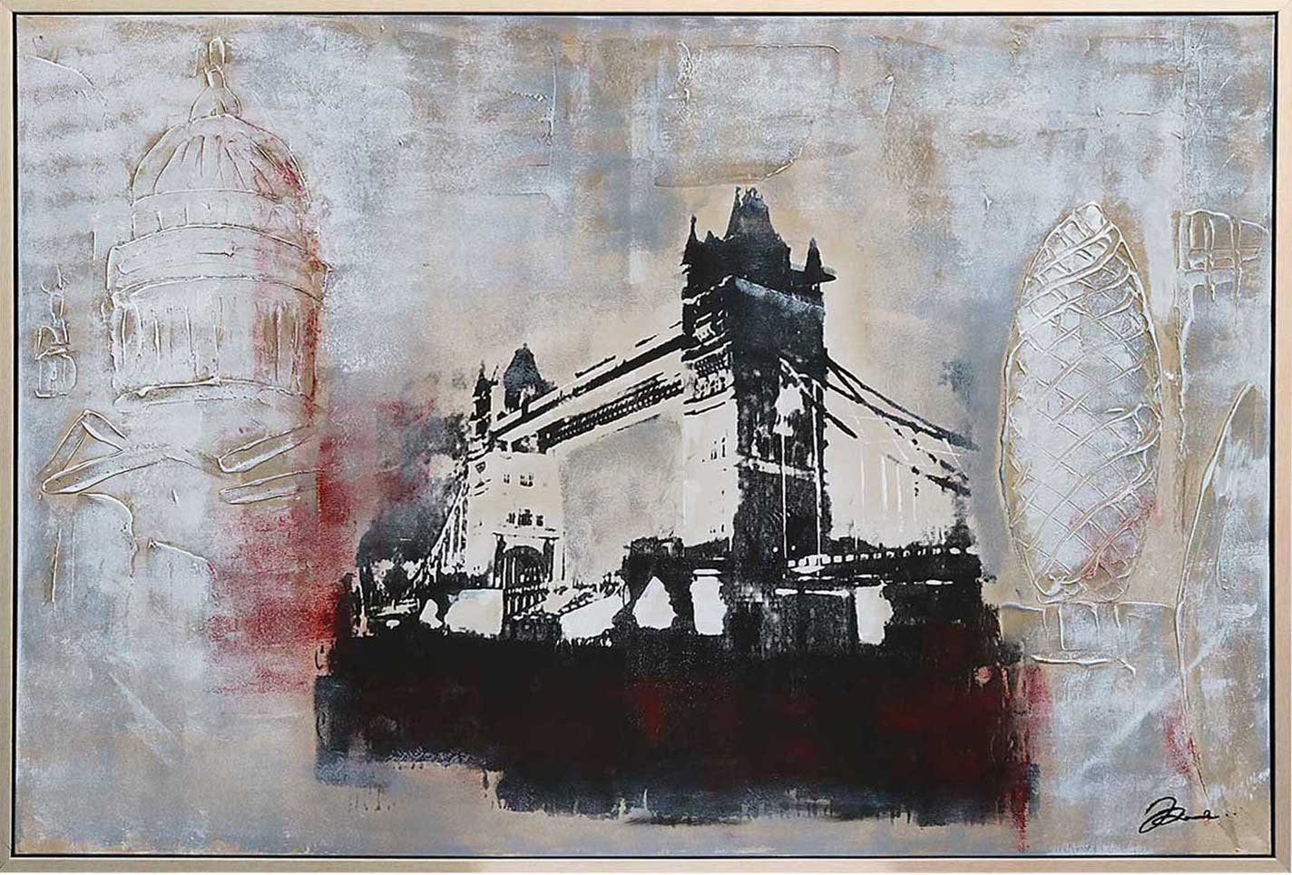 Aubaho Ölgemälde Original Riesen Collage England London Tower Bridge