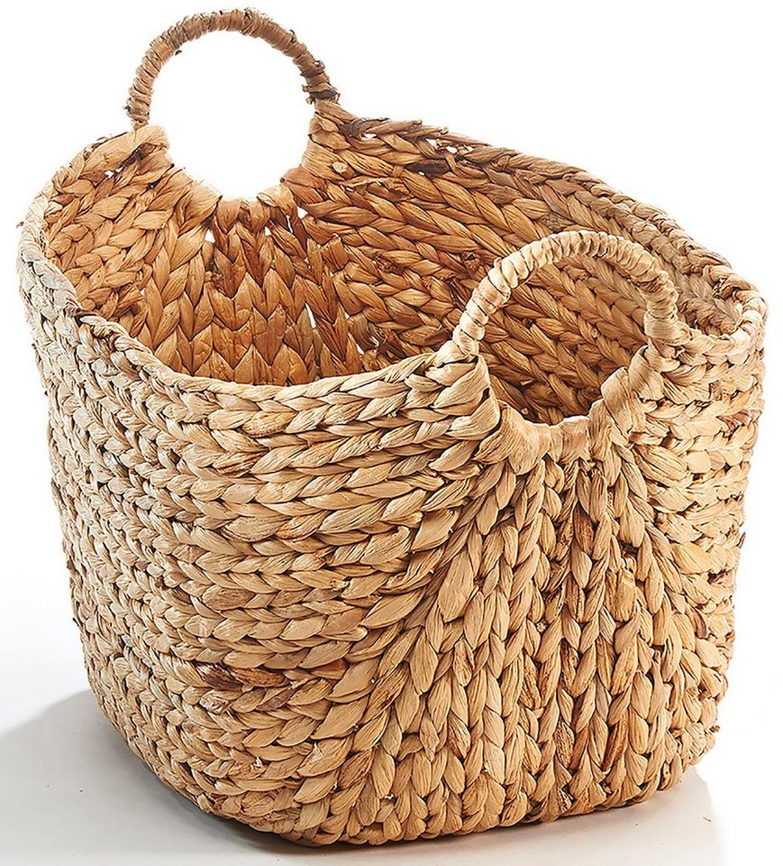 Kobolo Aufbewahrungskorb Korb Aus Wasserhyazinthe Mit Griffen 56x40x41cm