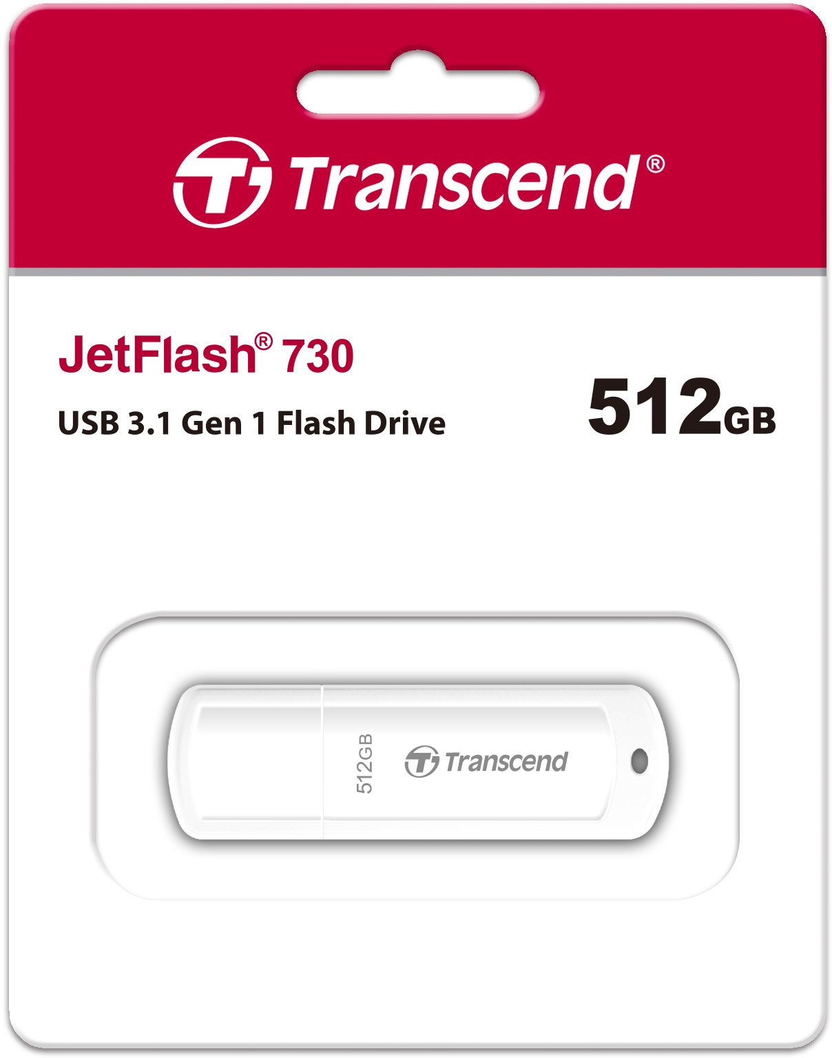 Transcend USB Stick 512GB Speicherstick JetFlash 730 weiß USB 3.0 USB-Stick