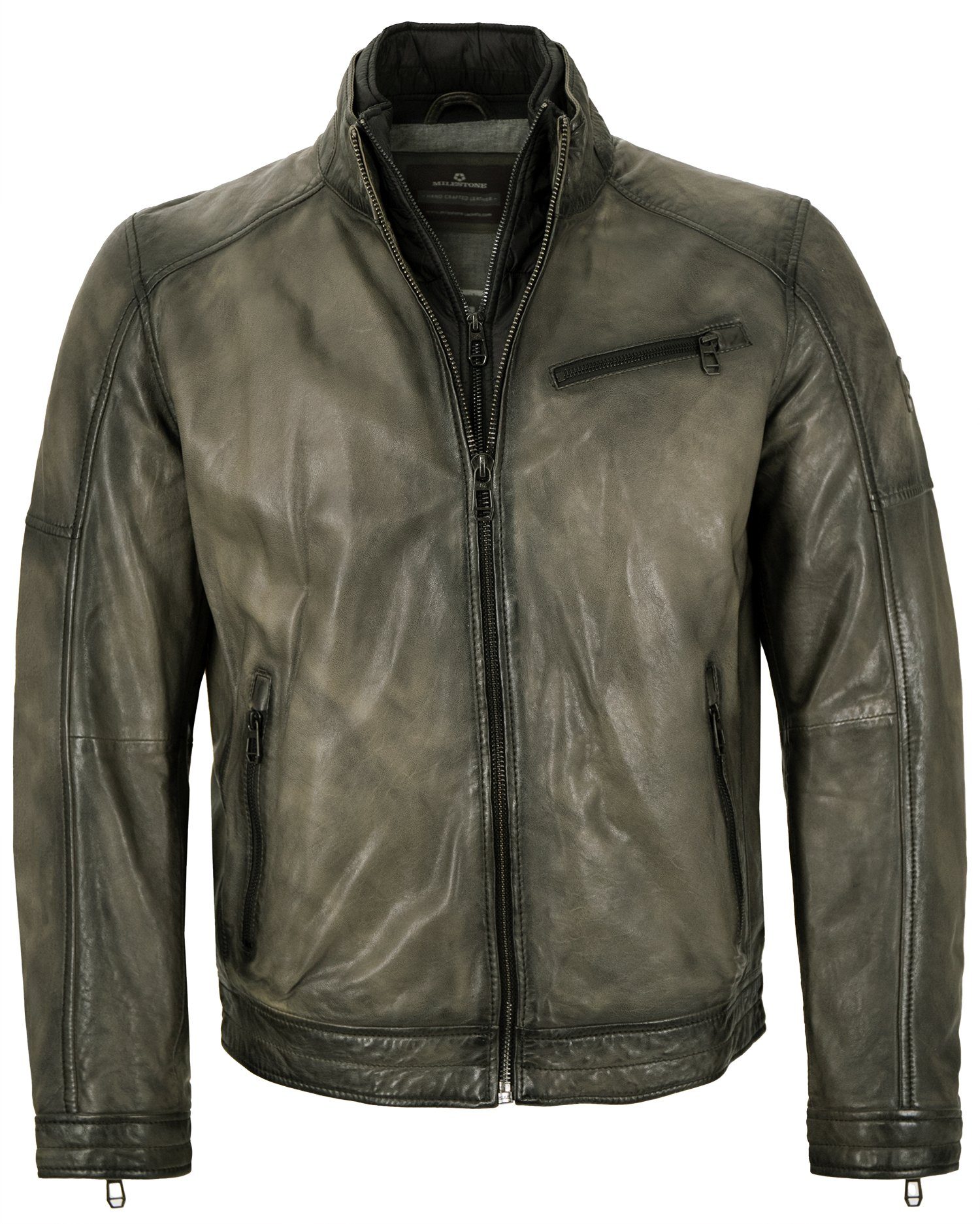 Milestone Lederjacke Ms Carlo Echtleder Herren Lederjacke Lammnappa