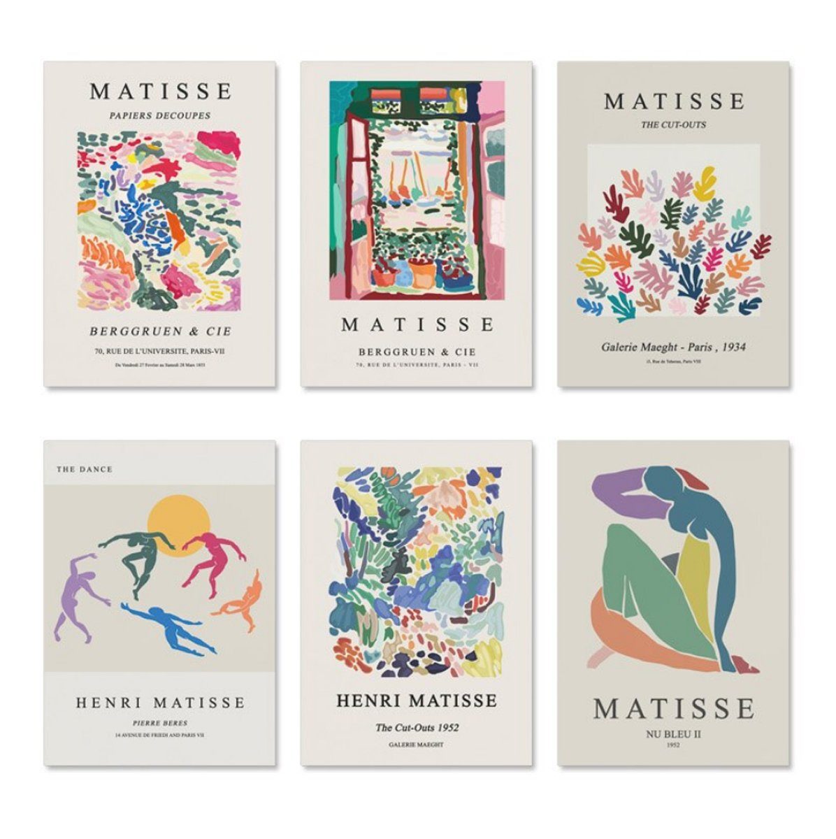 TPFLiving Kunstdruck (OHNE RAHMEN) Poster - Leinwand - Wandbild, Henri Matisse - Abstrakte ...